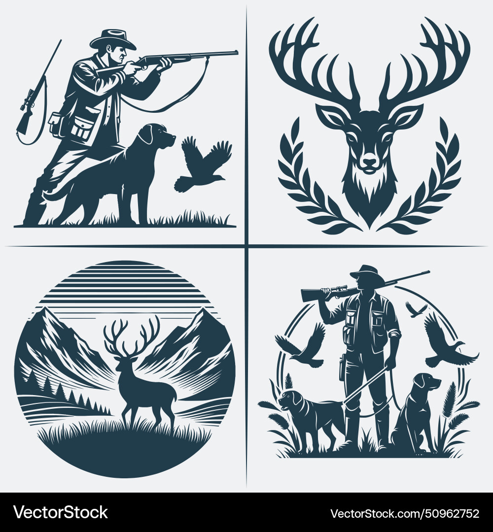 Hunting silhouette svg bundle file Royalty Free Vector Image