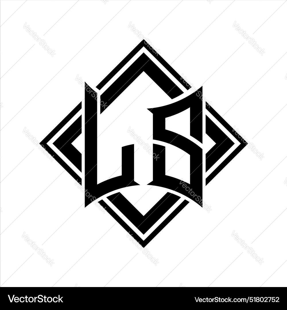 Ls letter logo with abstract shield shape Vector Image