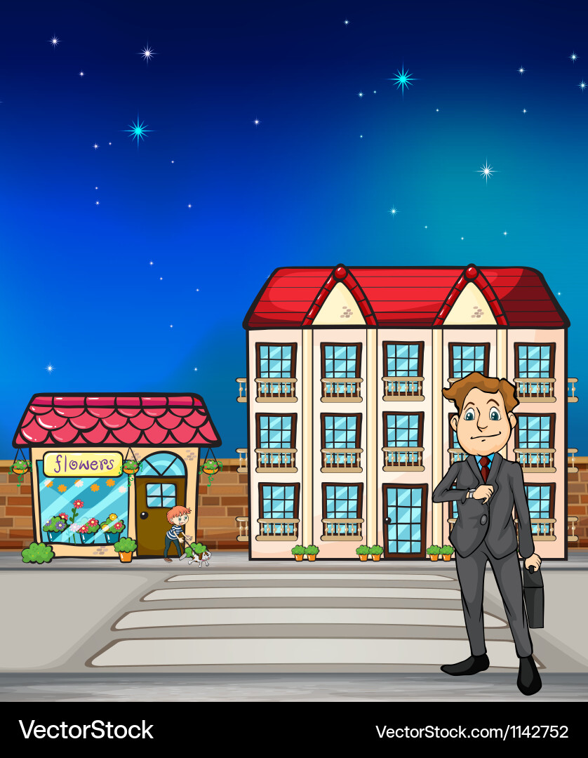 Man and buildings Royalty Free Vector Image - VectorStock