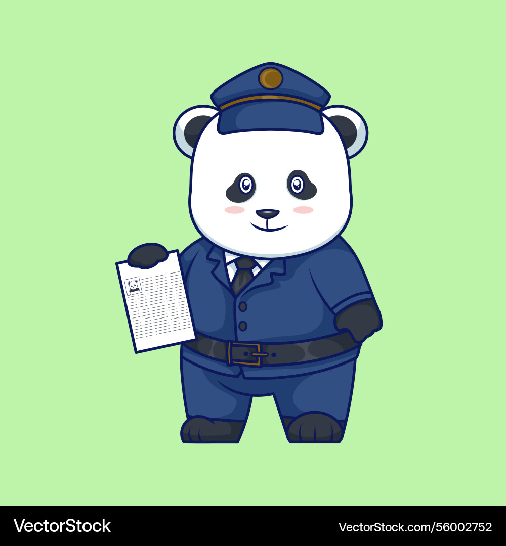 Panda officer with document Royalty Free Vector Image