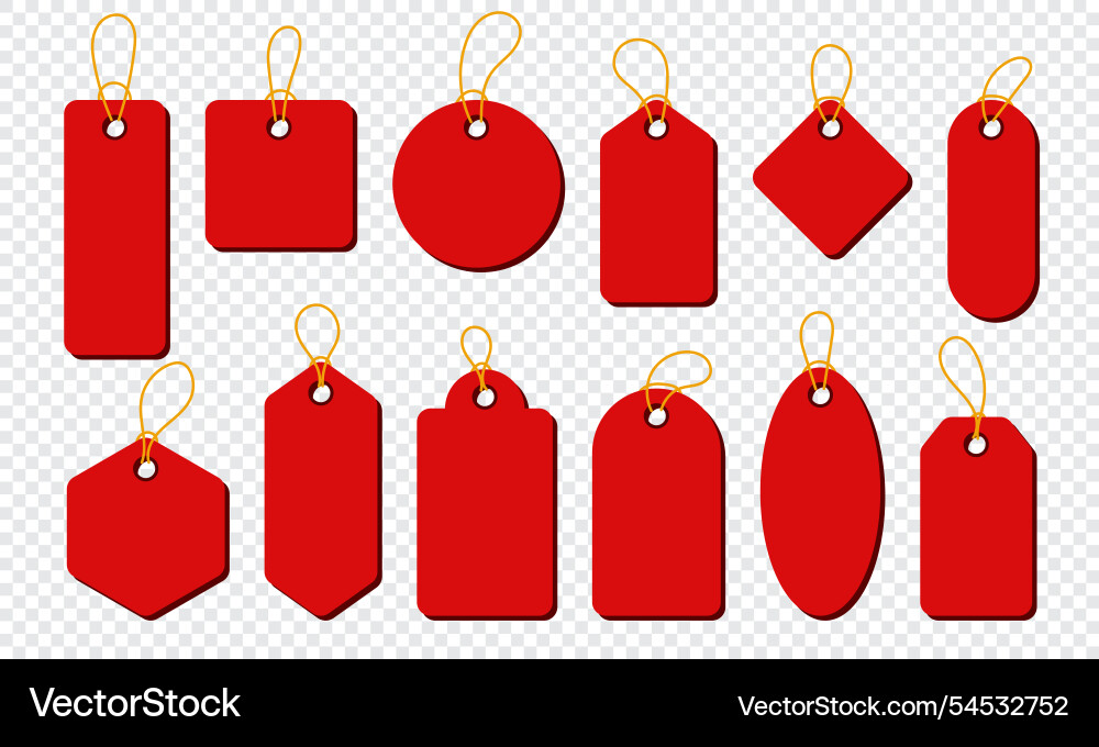 Red price tag set collection blank Royalty Free Vector Image