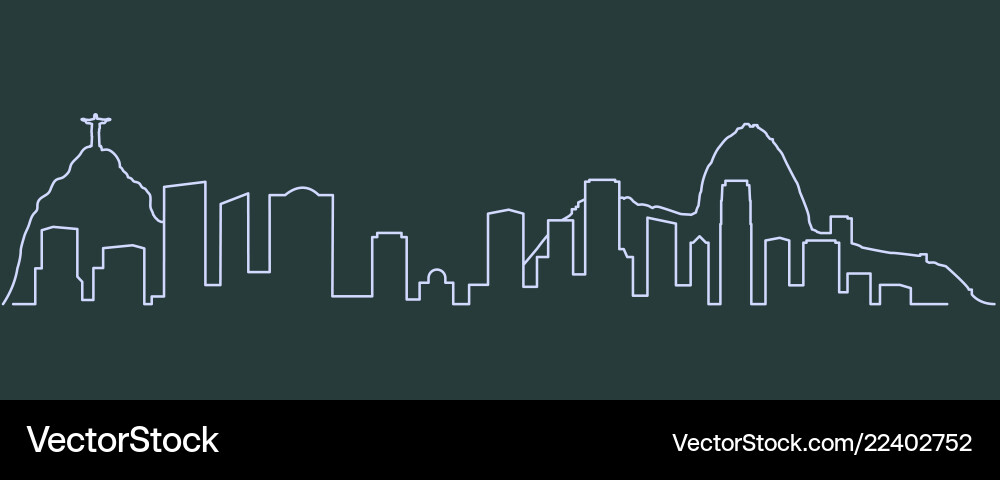 Rio de janeiro single line skyline Royalty Free Vector Image