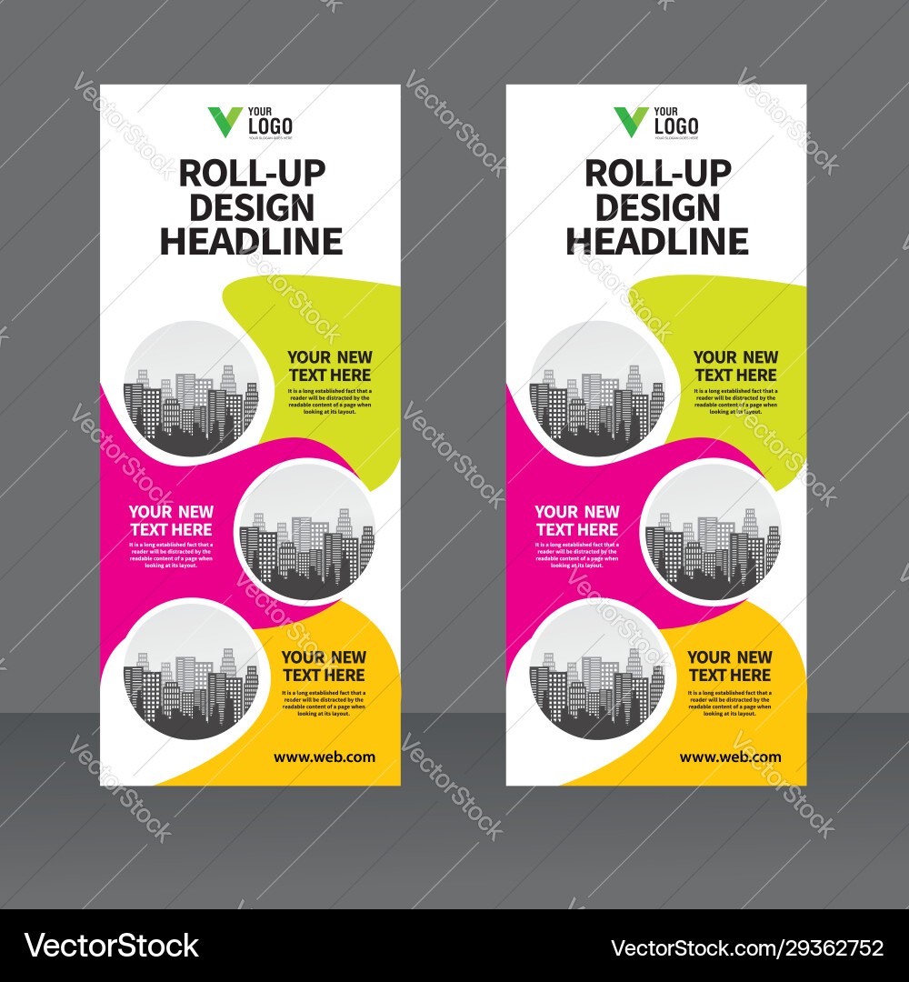 Roll up banner vertical design template Royalty Free Vector