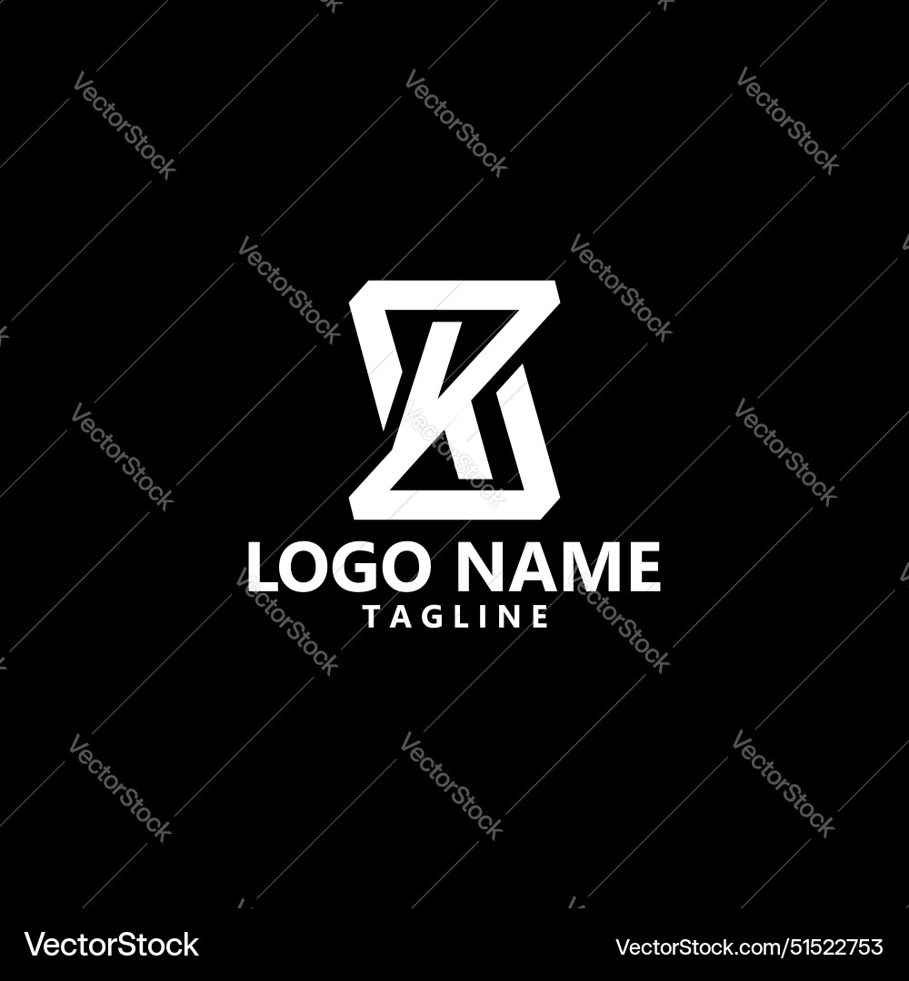 Abstract initial letter zk logo design Royalty Free Vector