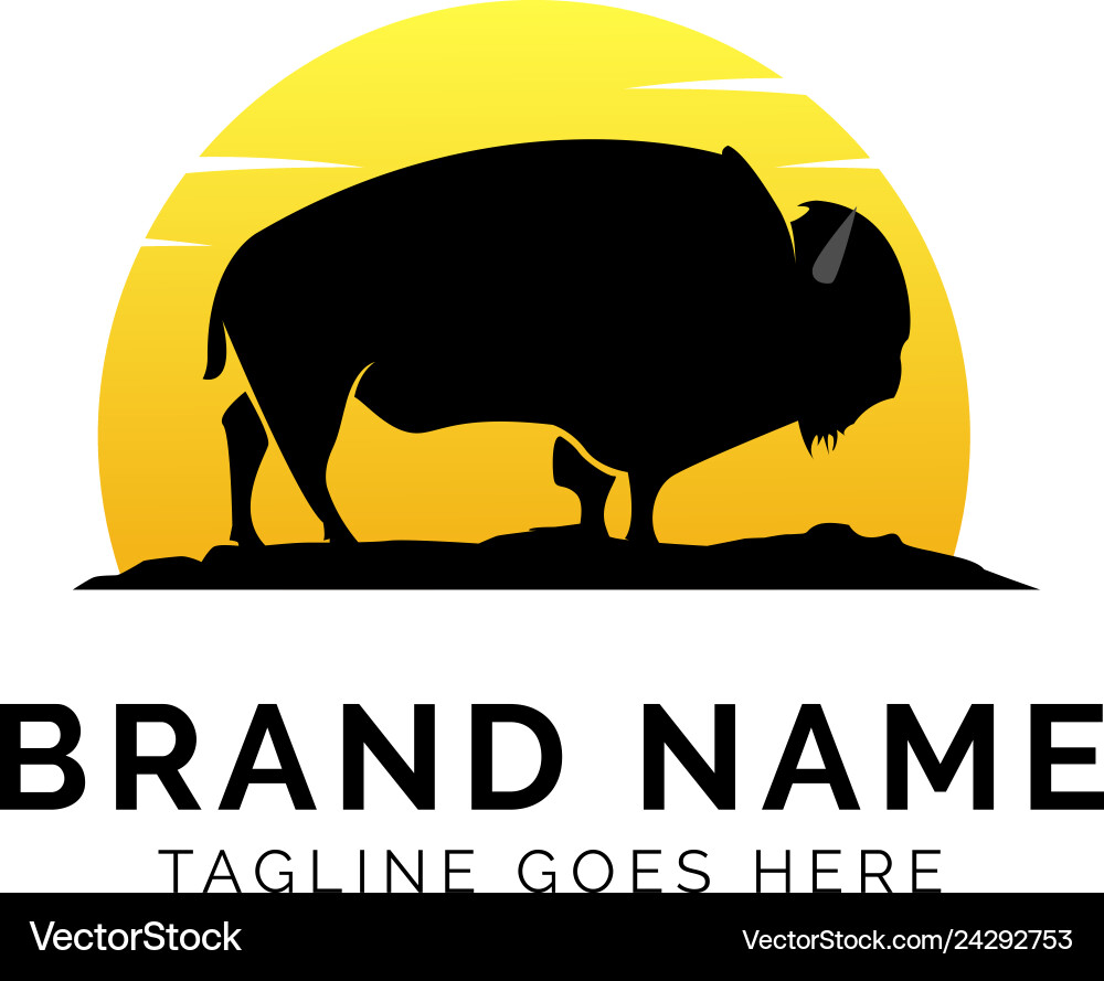 Buffalo logo concept creative minimal design Vector Image