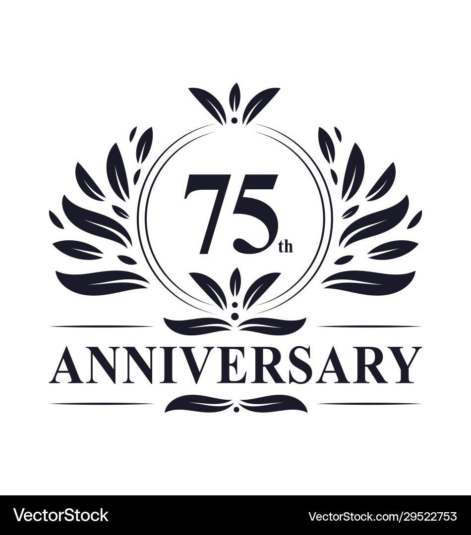 Elegant 75th Anniversary Logo Royalty Free Vector Image