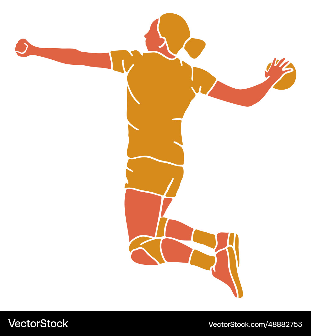 Handball woman back flat Royalty Free Vector Image