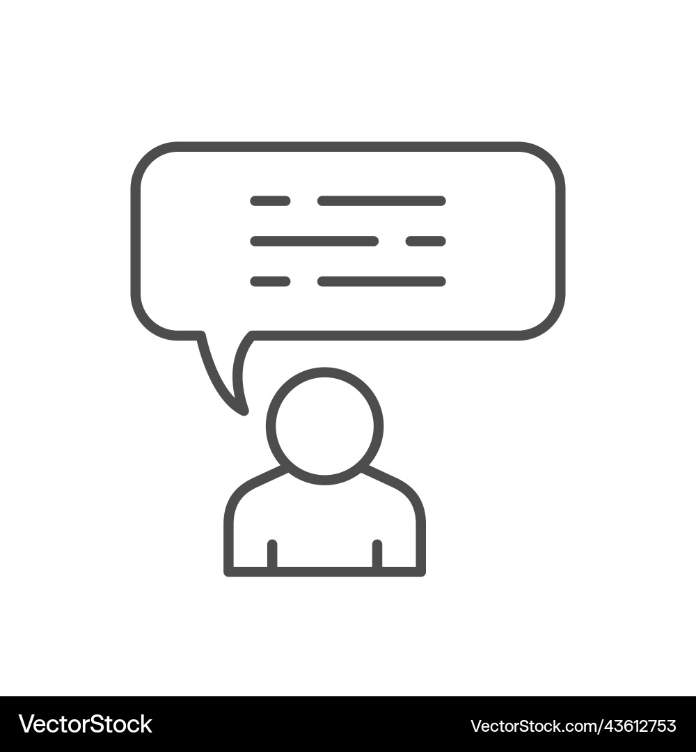 Person comment line outline icon Royalty Free Vector Image