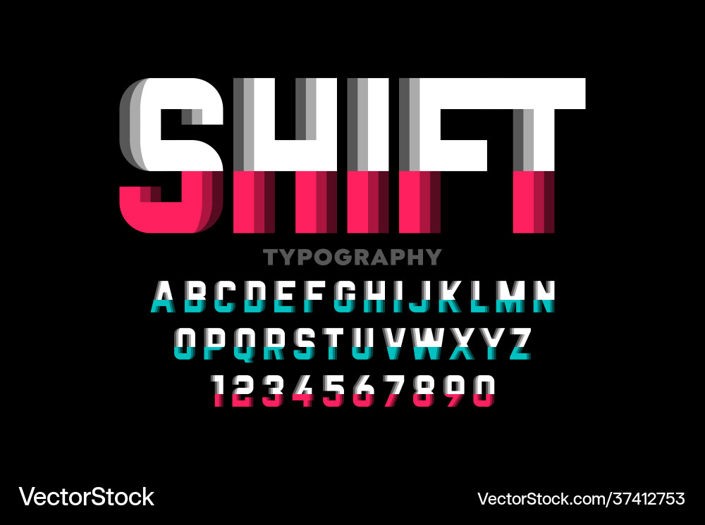 Shifted style font Royalty Free Vector Image - VectorStock