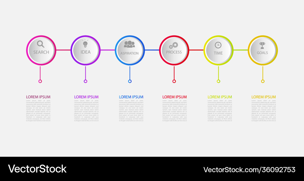 Six steps infographics with main option business Vector Image