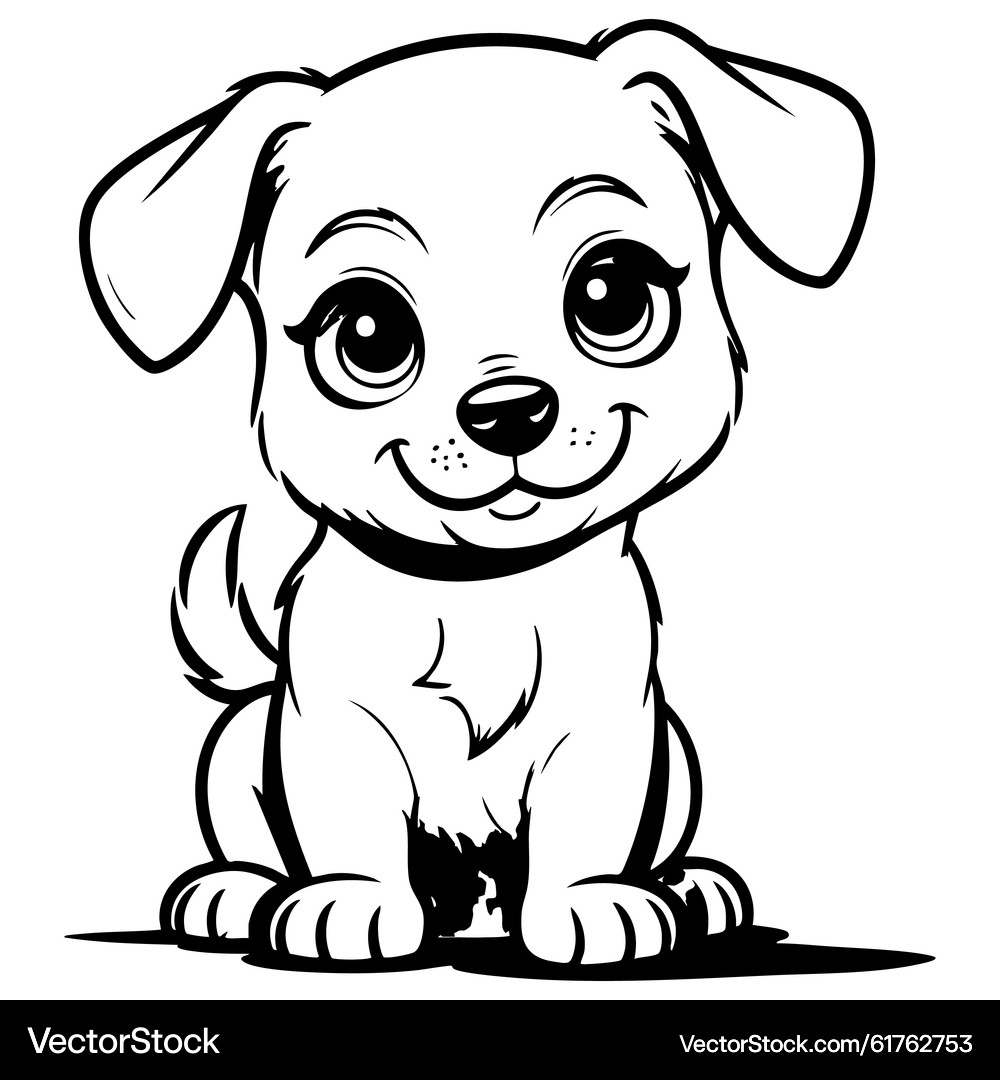 Smiling Puppy Coloring Page – Royalty-Free Vector | VectorStock