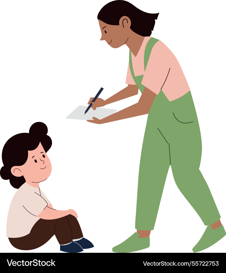 Teacher drawing and teaching Royalty Free Vector Image