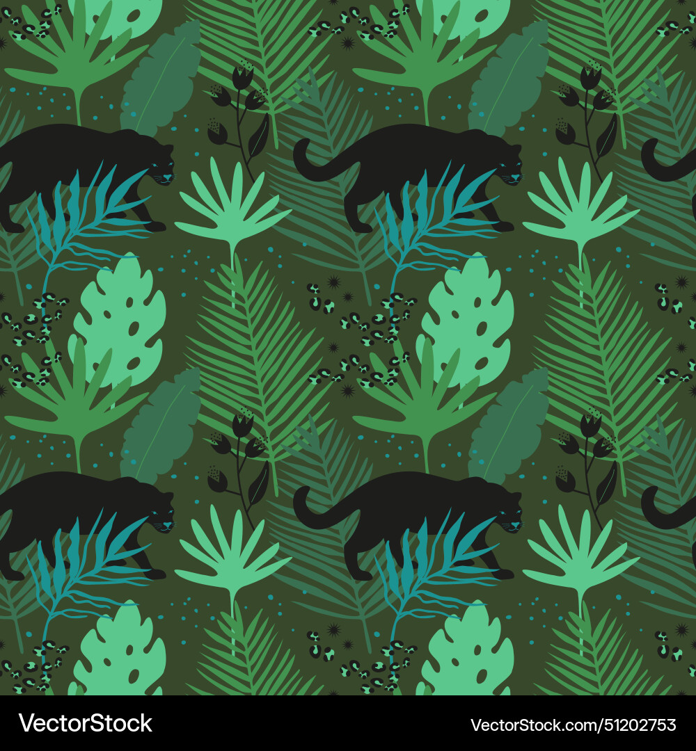 Tropical seamless pattern with panther plants Vector Image