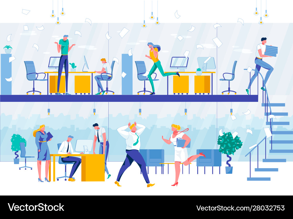 Workflow process in two-level business office Vector Image