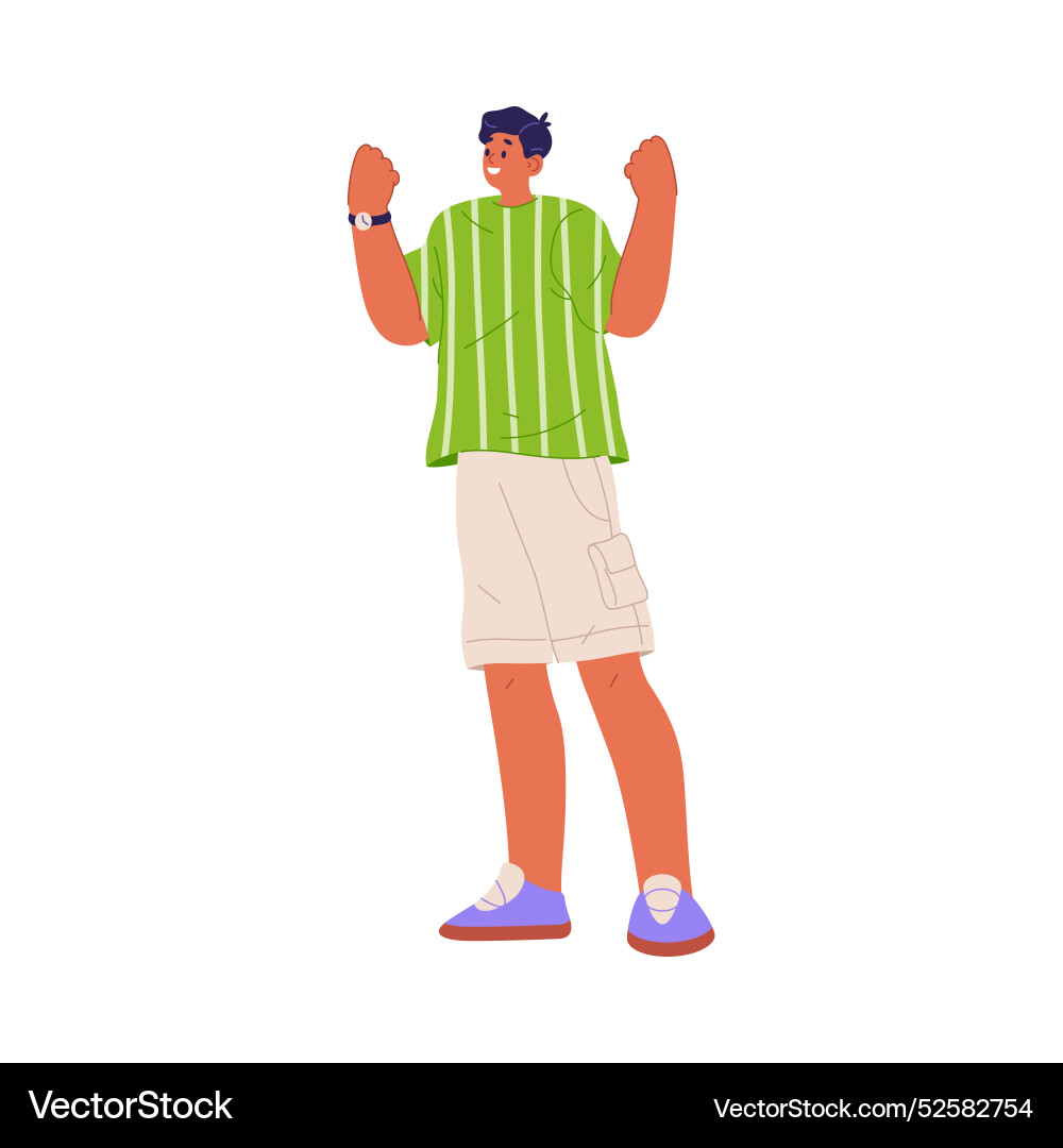 Man smiling and celebrating triumph or victory Vector Image