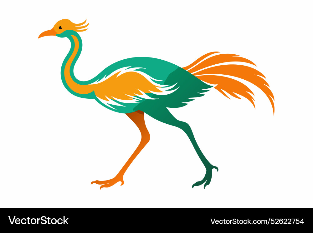 Ostrich run silhouette r Royalty Free Vector Image