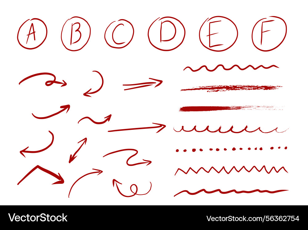 Red arrow mark hand drawn sketchy paintbrush Vector Image