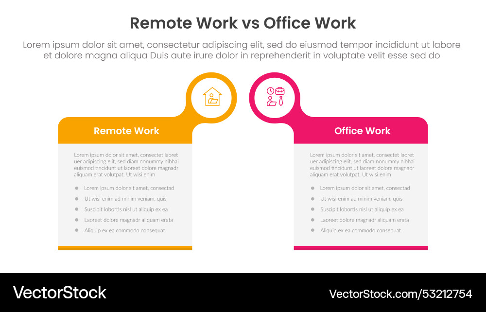 Remote work vs office comparison concept Vector Image