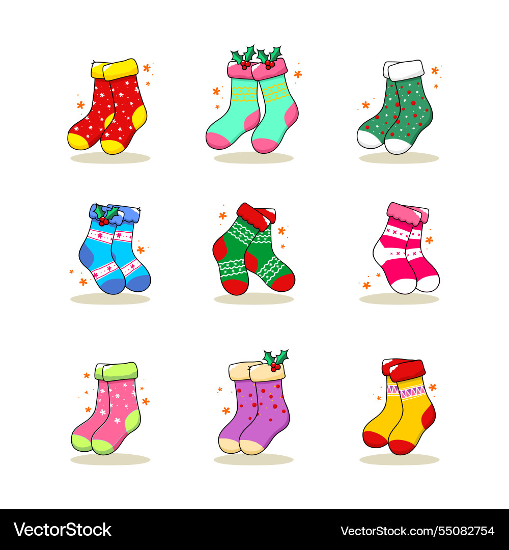 Various christmas sock Royalty Free Vector Image