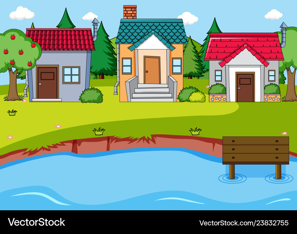 A simple rural village scene Royalty Free Vector Image