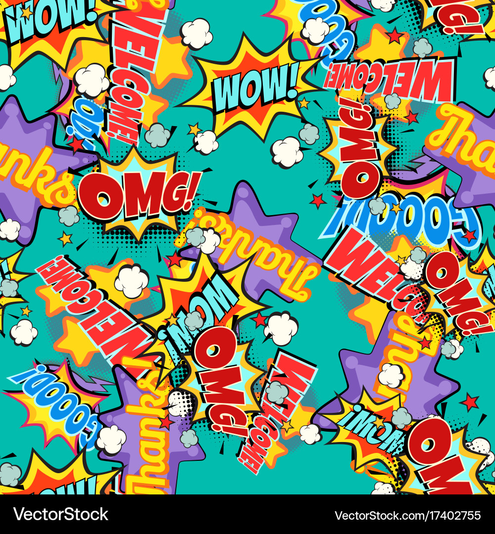 Comic book words pop art background seamless Vector Image