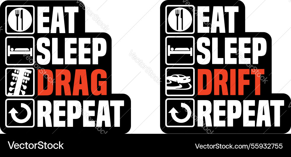 Drift and drag racing stickers Royalty Free Vector Image
