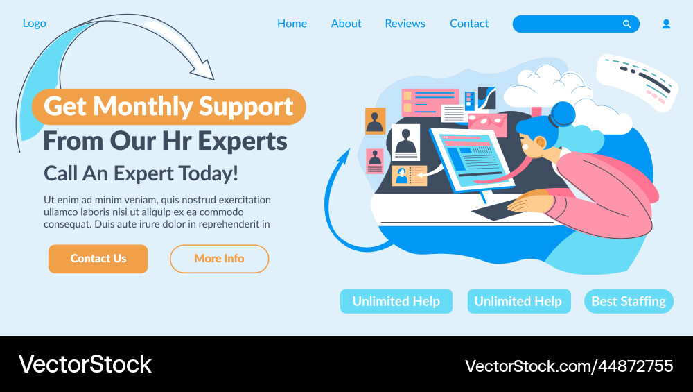 Get monthly support from our hr experts website Vector Image