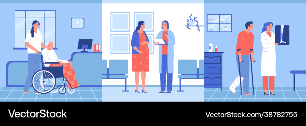 Hospital indoor design concept Royalty Free Vector Image