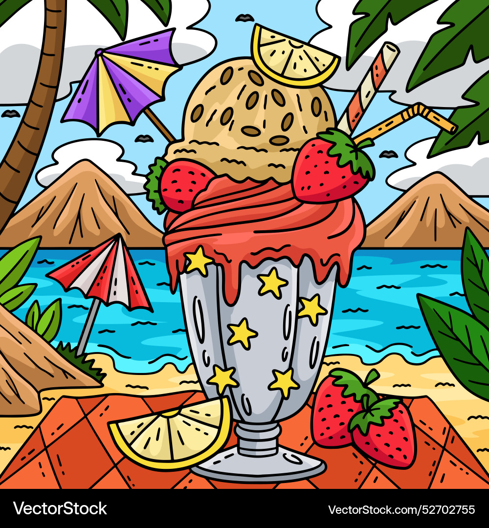 Ice cream shake colored cartoon Royalty Free Vector Image