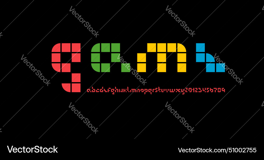 Mosaic font pixeled alphabet made tile style Vector Image