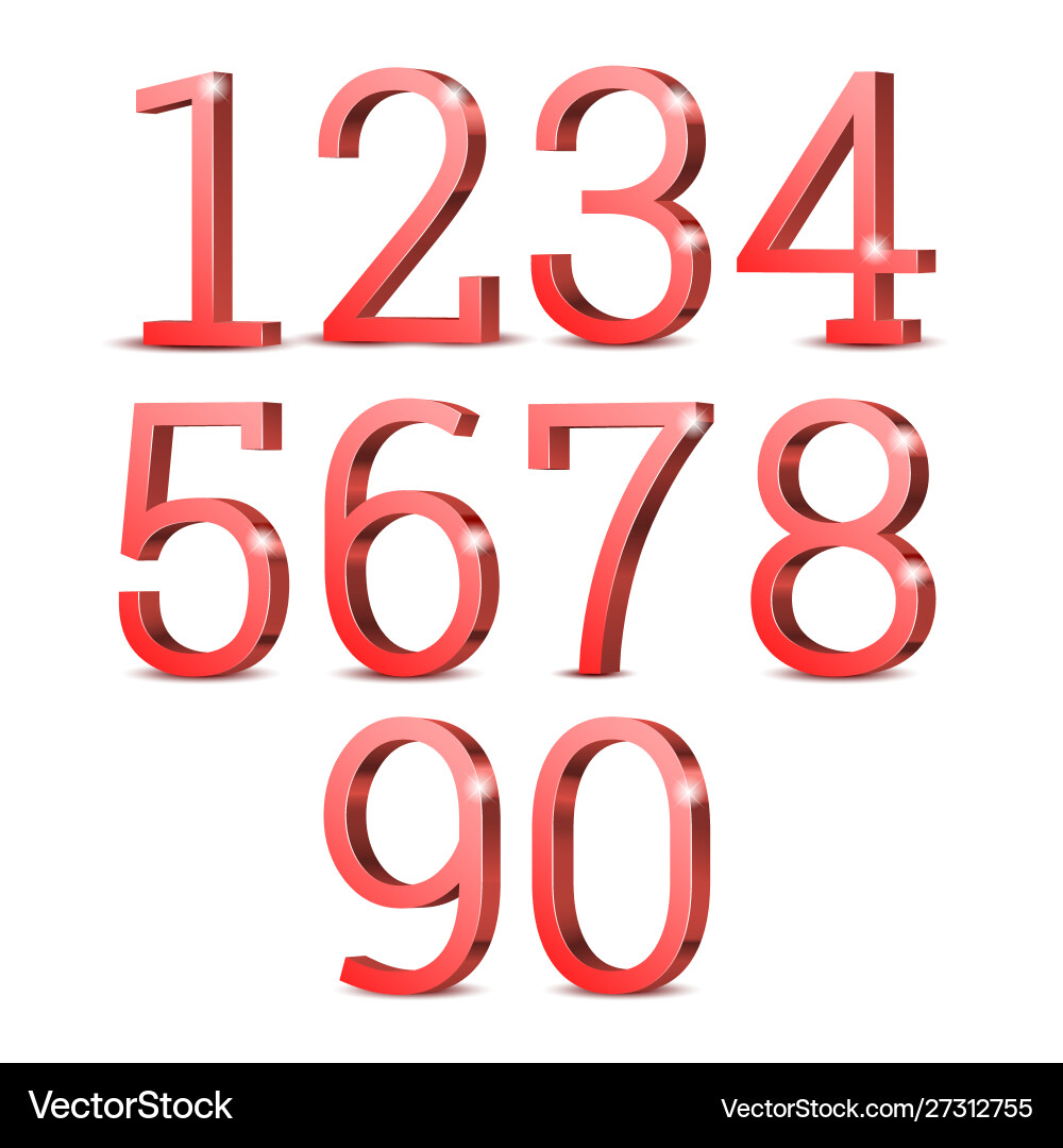 Red 3d numbers Royalty Free Vector Image - VectorStock