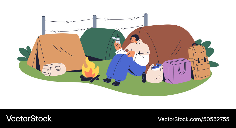 Refugee poor homeless migrant at immigrants Vector Image
