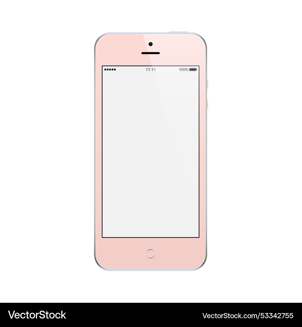 Smartphone pink color with blank touch screen Vector Image