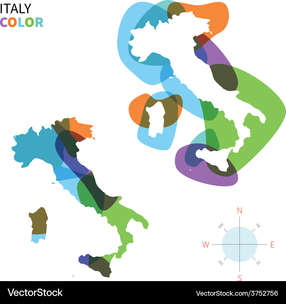 Colorful Italy Map Royalty Free Vector Image - VectorStock