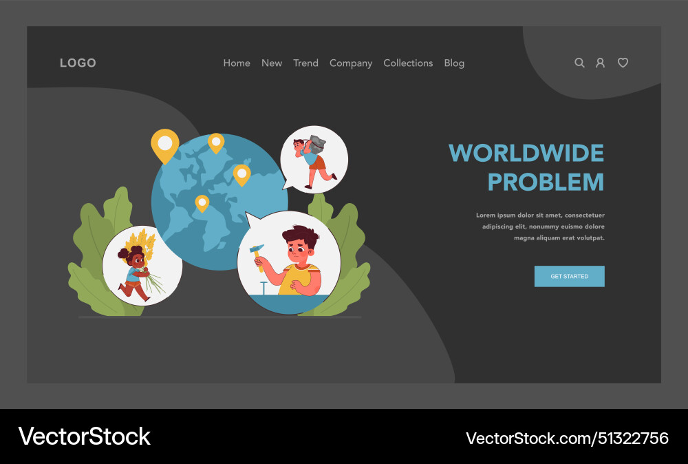 Global child labor issue flat Royalty Free Vector Image