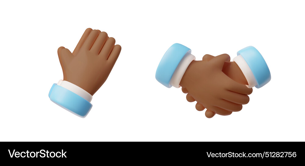 Greeting and handshake gestures 3d icon set Vector Image