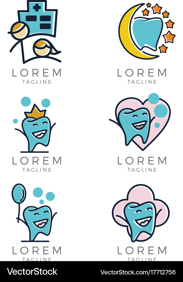 Kids dental logo set Royalty Free Vector Image