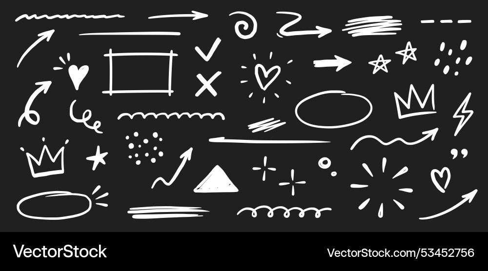 Line shape marker underline arrow heart brush Vector Image