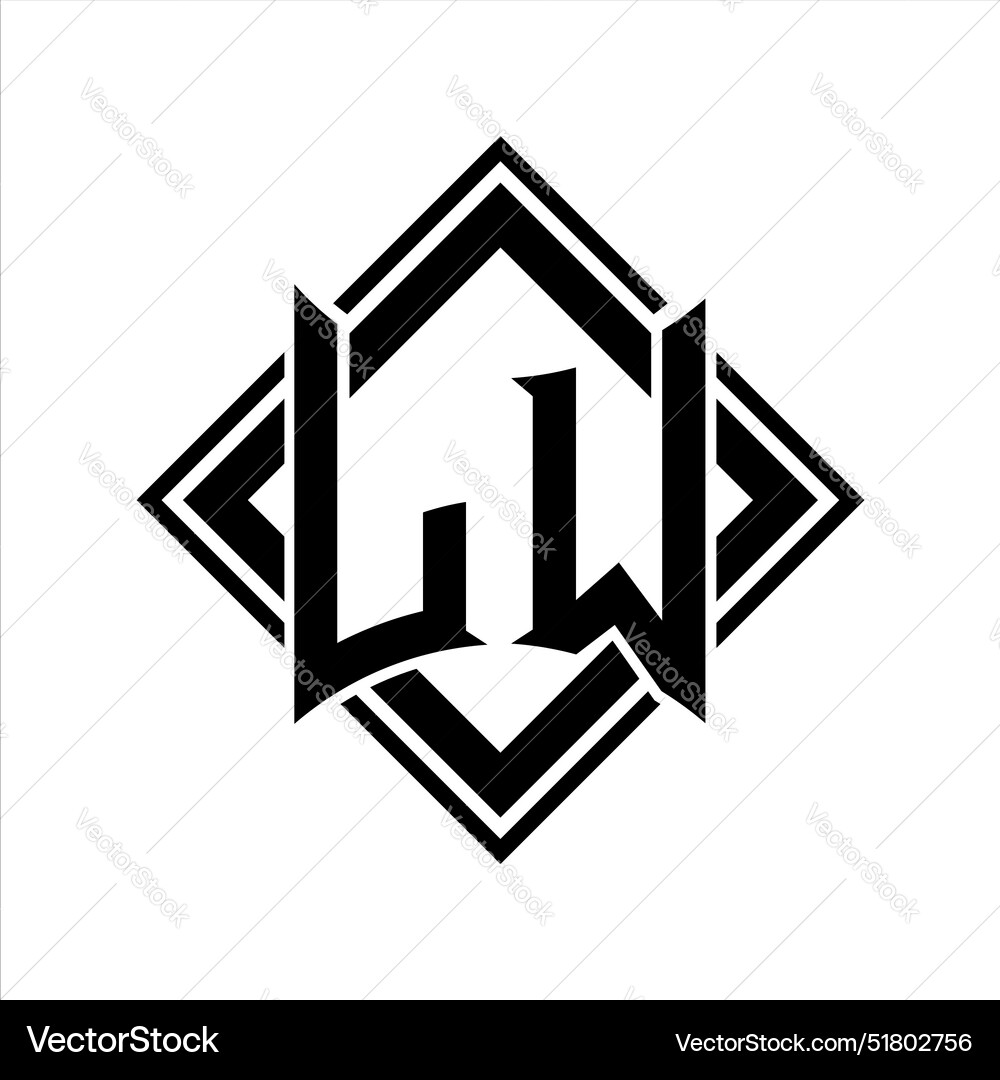 Lw letter logo with abstract shield shape Vector Image