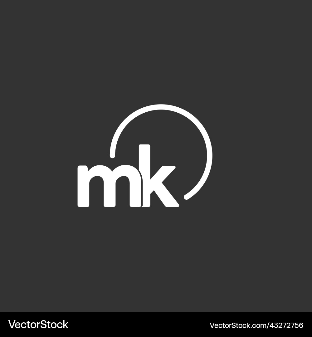 Mk initial logo with rounded circle Royalty Free Vector