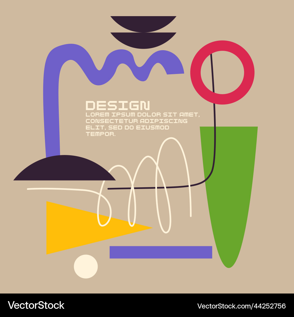 Modern geometric composition of various shapes Vector Image