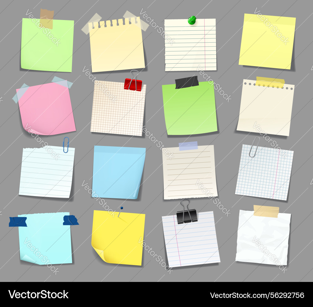 Note sticker paper notice memo post with tape Vector Image