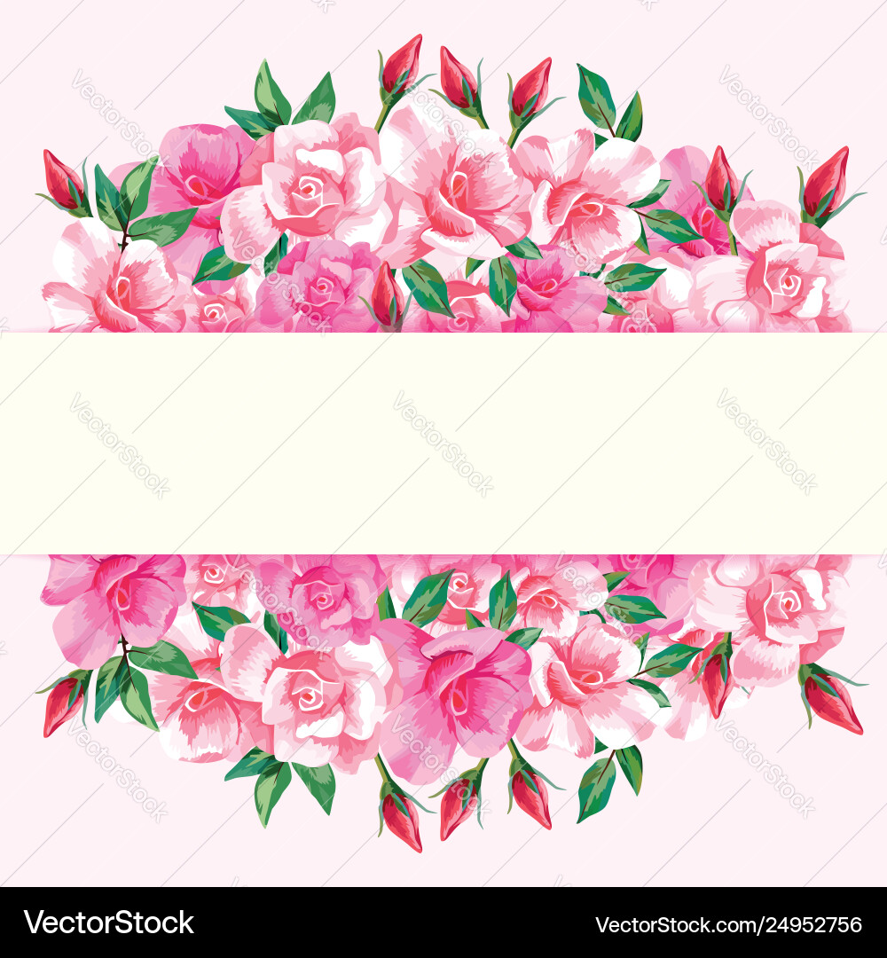 Pink Rose Floral Frame Royalty Free Vector Image