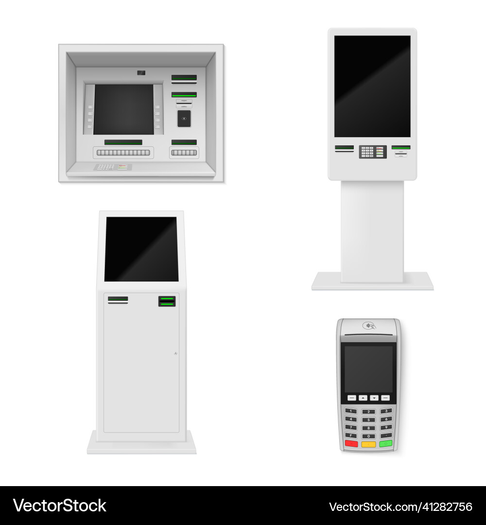 Realistic payment machine collection Royalty Free Vector