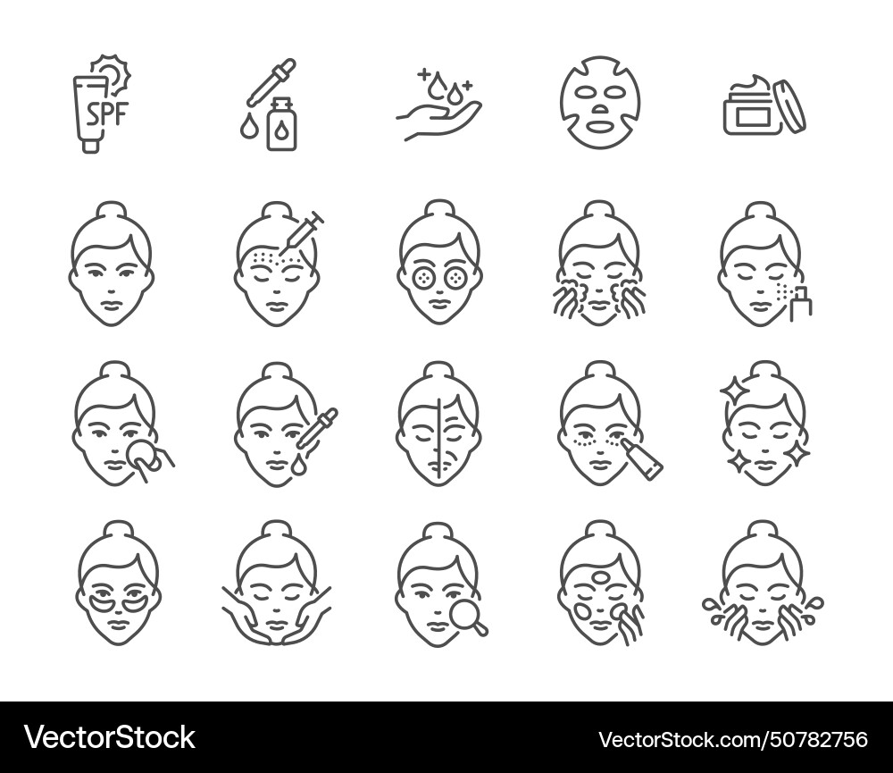 Skin Care Icon Set - Minimalist Royalty Free Vector Image
