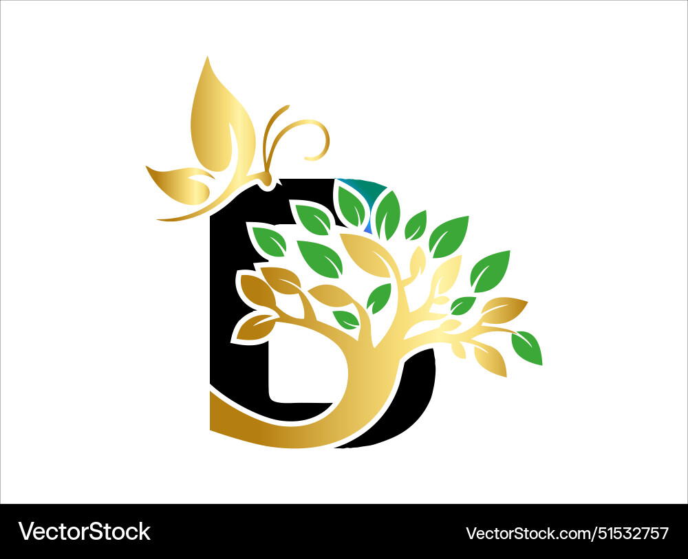 Letter and tree logo Royalty Free Vector Image