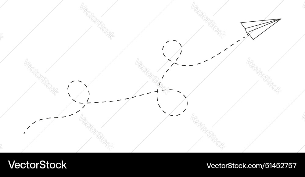 Paper air plane icon with a dotted route line Vector Image