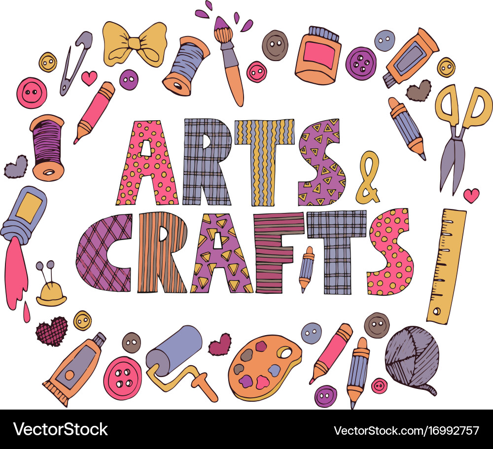 Patchwork Arts & Crafts Doodle Royalty Free Vector Image