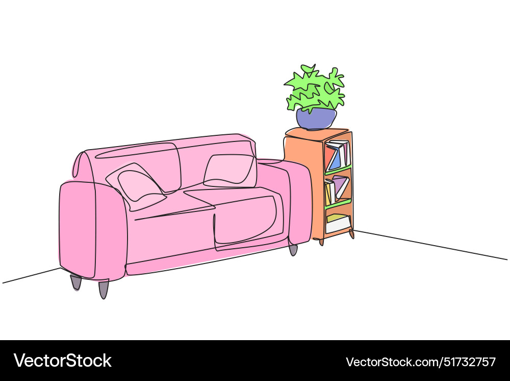 Single continuous line drawing stylish living Vector Image
