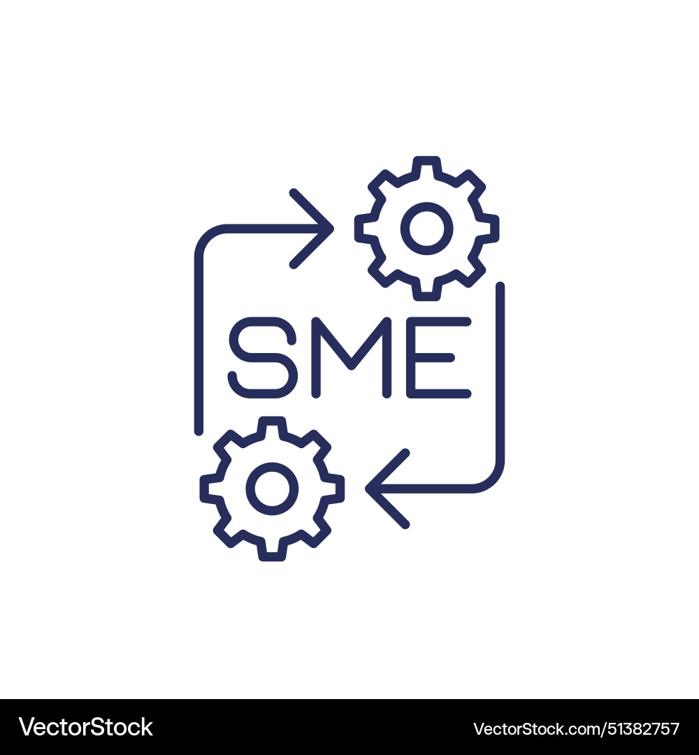 Sme icon with gears in line design Royalty Free Vector Image